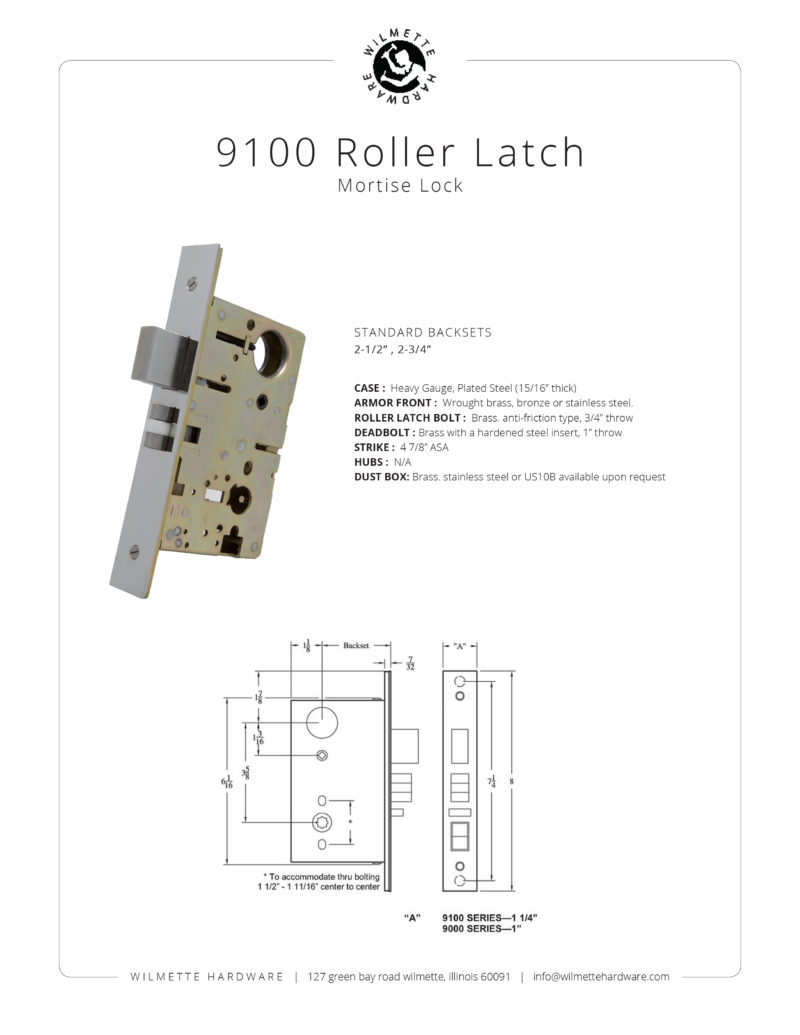 Roller Latch Lock | Wilmette CutSheets
