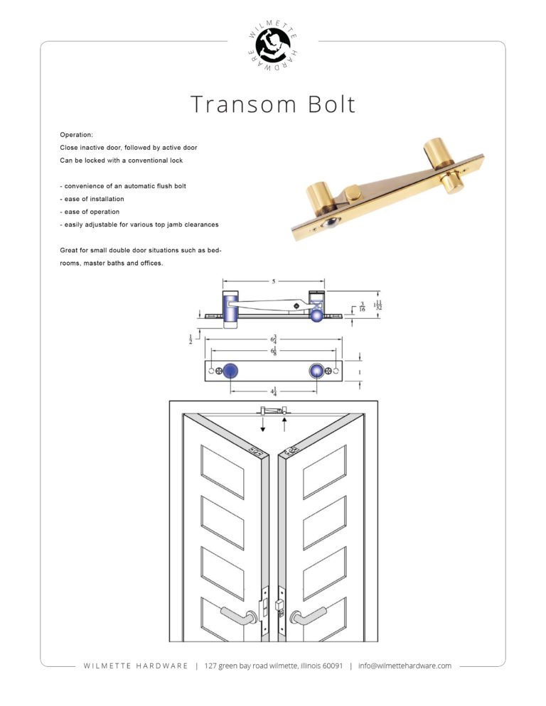 Transom Bolt | Wilmette CutSheets